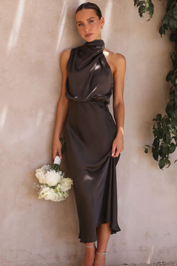Rent Napoli High Neck Drape Maxi Dress | Bridesmaid Dresses to Hire ...
